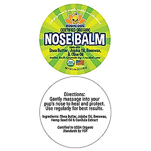 USDA Certified Organic Nose Balm for Dogs & Cats | Natural Soothing & Healing for Dry Cracking Rough Pet Skin | Protect & Restore Cracked and Chapped Dog Noses (Nose Balm, 2 oz)