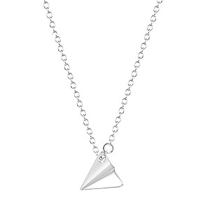 YOOE Triangle Origami Paper Airplane Necklace,Geometric Paper Plane Necklace Simple Triangle Paper Airplane Necklace for Women Couple (Silver)