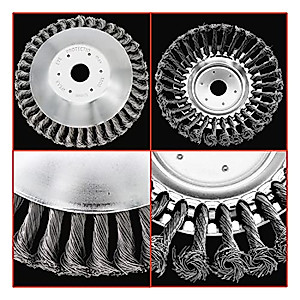 IRmm 8 Inch Steel Wire Brush Cutter Trimmer Head Replacement Garden Grass Weed Brush Cutting Head for Rust Removal,Paving Stone, Pavement Joints or Driveway