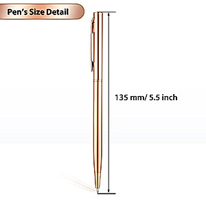 Zonon 12 Pieces Slim Metallic Retractable Ballpoint Pens Lightweight Black Ink Metal Pens Ballpoint Slim Pens Medium Point 1.0 mm Pens for Business Office School Supplies (Rose Gold)