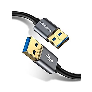 CableCreation Short USB to USB Cable 1.6FT, USB 3.0 Type A Male to Male Cable for Laptop Cooling Pad, External Hard Drive, Camera, Handwriting Board, Radiator and More, Space Gray, 0.5m