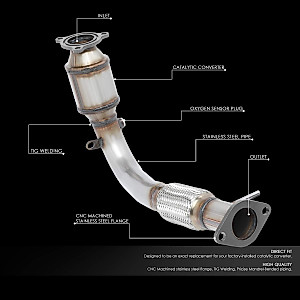 DNA MOTORING Factory Style Catalytic Converter Flex Exhaust Pipe Compatible with 10-14 Equinox / 12-15 Captiva Sport / 10-14 Terrain, 2.4, OEM-CONV-029
