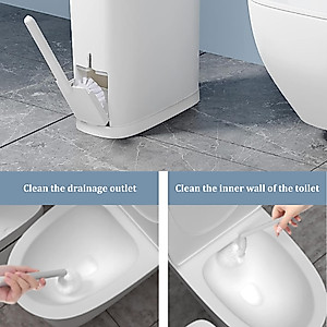 NewGtuizi Bathroom Trash Can|Bathroom Bin with Toilet Brush Holder 14L Slim Trash Can White Wastebasket Garbage Bin with Press Top Lid for Kitchen