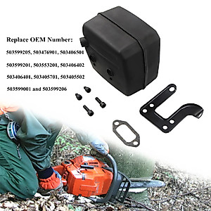 Kimsion Exhaust Muffler 503599205 with Bracket Gasket Screws Kit for Husqvarna 61 268 272 272XP 272S 268K 272K Chainsaws, Replaces 503476901