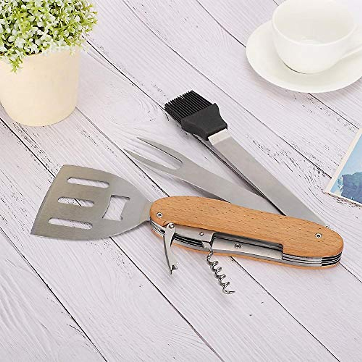 BBQ Tool Set, Multifunctional Detachable Folding Barbecue Tool, 5 in 1 Function BBQ Accessories Grill Utensil Set for Outdoor BBQ