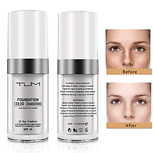 3PCS TLM Concealer Cover Cream, Flawless Colour Changing Warm Skin Tone Foundation Makeup, Base Nude Face Liquid Cover Concealer