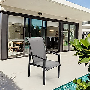 Dulce Domi Patio Chairs Set of 4, Rust-Free Outdoor Chairs W/Metal Slat Finish, 2x1 Textilene Dining Chairs Set of 4, Patio Chairs L23”xW22”xH38” Max Weight 280 Lbs