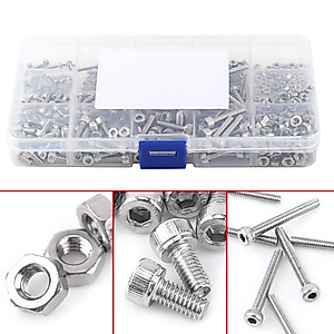 480PCS M2 M3 M4 Screws and Nuts Assortment Kit,Stainless Steel Hex Socket Head Bolt Nuts Assortment Kit,Resistant to and,for Home,Office Appliance,Machinery,Furniture