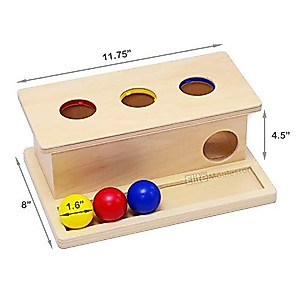 Elite Montessori Baby Object Permanence Ball Push Toddlers and Preschoolers Toy, 1 Year Old Up Baby Learning Material