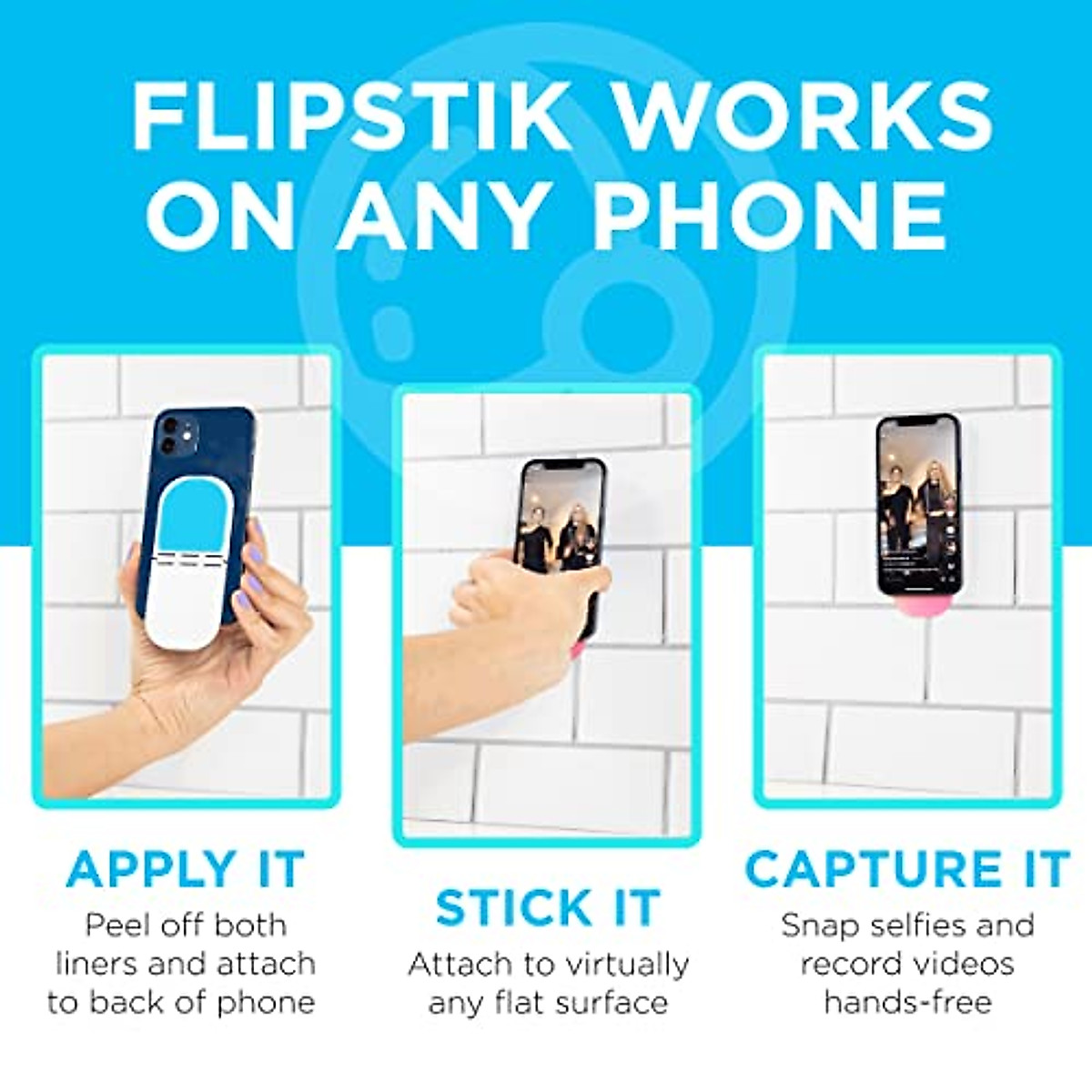 Flipstik 2.0 Foldable Adhesive Phone Mount – Sticks to Any Flat Surface – Hands Free Selfies, Videos, Car Mount, Phone Stand, Travel Accessory – Sticky Phone Mount | Sentiment Calm