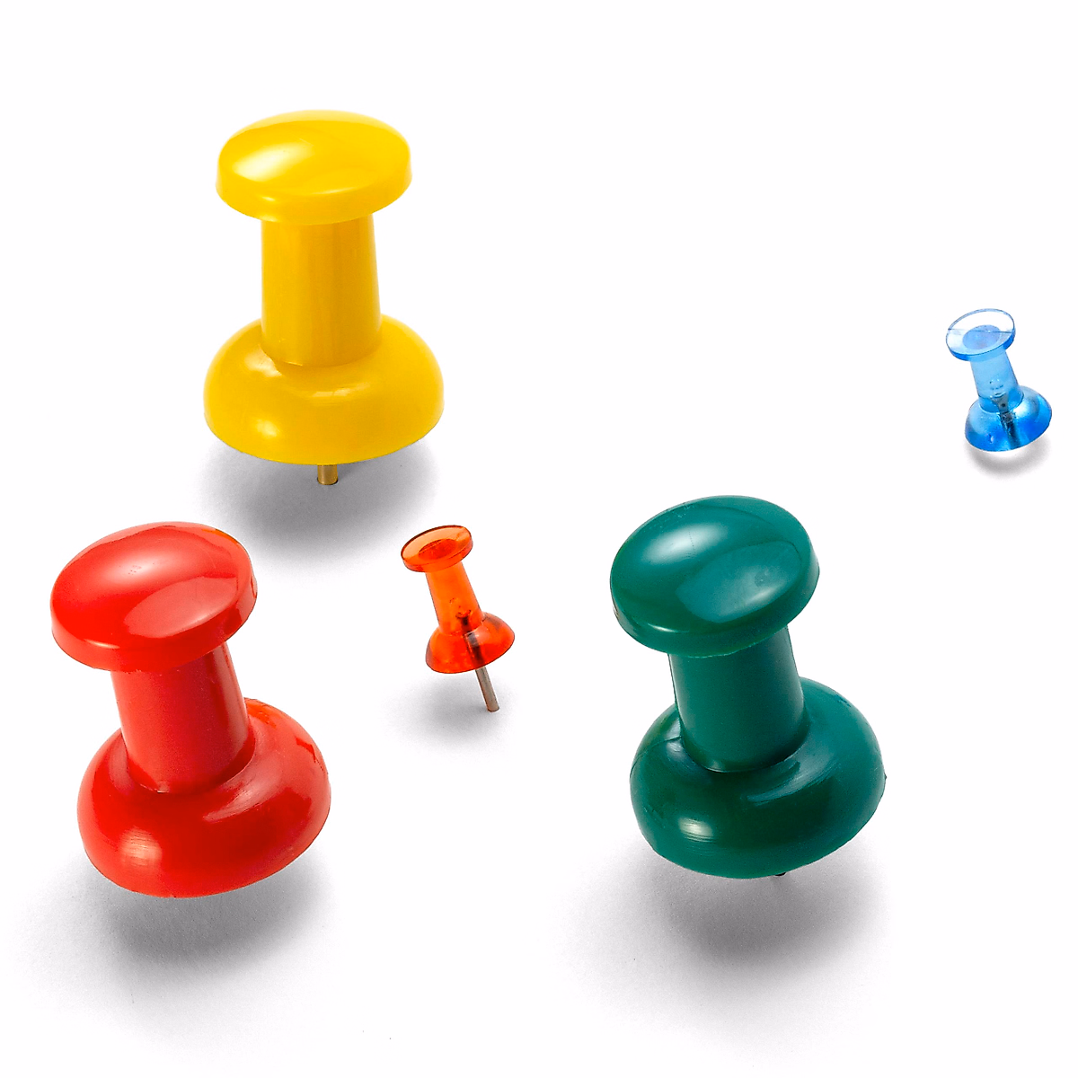 Officemate Giant Push Pins 1.5 Inch, Assorted Colors, Tub of 12 (92902)