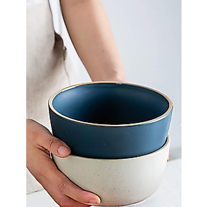 MDZF SWEET HOME 28 Oz Porcelain Bowl Set, 6 Inch Deep Bowl for Cereal, Soup, Fruit-Salad and Dessert Serving Bowls, Set of 4