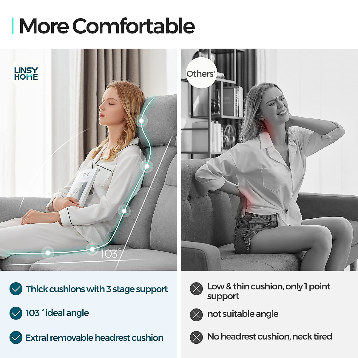 Sectional Sofa Couch, 3 Seat Small Couch with 2 USB Ports and Storage Pockets, Easy to Clean, Modern Small Sofa for Small Spaces, Living Room, Apartment, Gray