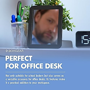 Boxgear Magnetic Locker Mirror - 5" x 7"- for School Locker, Bathroom, Household Refrigerator, Locker Accessory, Workshop Toolbox or Office Cabinet (Black)