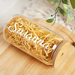 Mostop Personalized Iced Coffee Glass with Lids and Straws, Can Glass Cups, Custom Birth Flower Tumbler, Mother's Day Gift Birthday Gifts, Gifts for Her Girlfriend Bachelorette Party