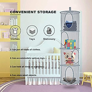 JIELUO 2pcs Hanging Mesh Storage Organizer Bag Foldable Space Saving Organizer with 2pcs S Hooks for Room Bathroom Wall Balcony Wardrobe(Grey，Blue)