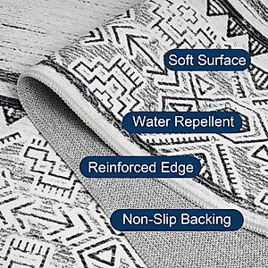 BESTSWEETIE 8x10 Area Rugs for Living Room Washable Moroccan Farmhouse Neutral Geometric Low Pile Non-Slip Soft Print Pattern Rug for Bedroom Kitchen Dining Room Entryway Grey/Black/Navy