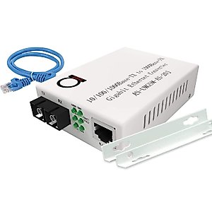 Single Mode Gigabit Fiber Media Converter - Built-In Fiber Module 20 km (12.42 miles) SC – to UTP Cat5e Cat6 10/100/1000 RJ-45 – Auto Sensing Gigabit or Fast Ethernet Speed - Jumbo Frame - LLF Support