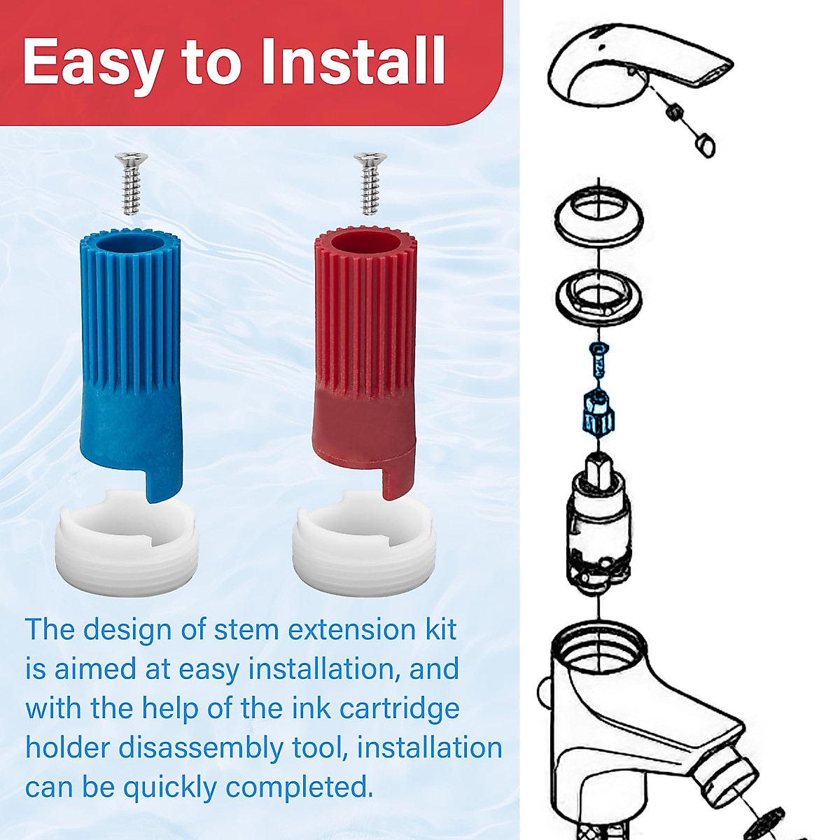 New Upgraded 97479 Stem Extension Kit Shower Valve Repair Kit for Moen Monticello Bathroom Faucet Cartridge Replacement Parts