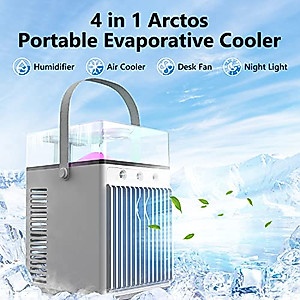 2023 New SXhyf Portable Air Conditioner, Evaporative Air Cooler Pro 3 in 1, Rechargeable Portable AC with 3 Wind Speed & Night Light, Portable Air Cooler, Desk Fan for Home Room Desktop Camping