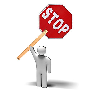 Kichwit Stop Slow Sign, 13" Double Sided Handheld Stop Sign, Street Slow Reflective Sign with Bamboo Handle, Aluminum