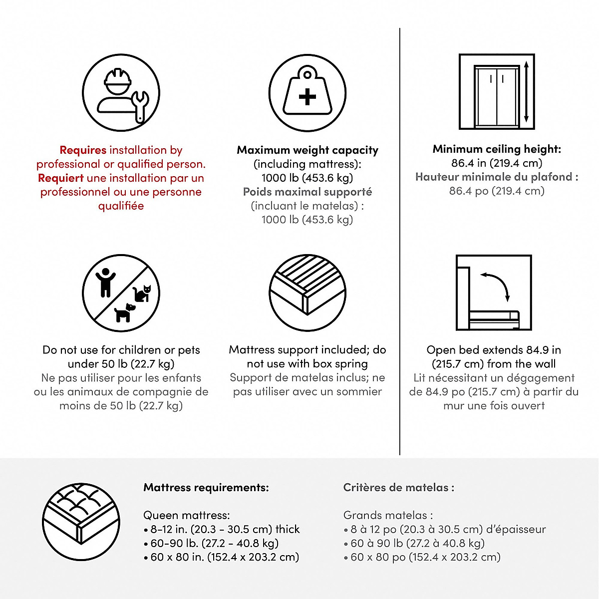 Bestar Orion Queen Murphy Bed with Storage Cabinet and Pull-Out Shelf, Sleeping Arrangement with Shelves, Bark Grey and Graphite