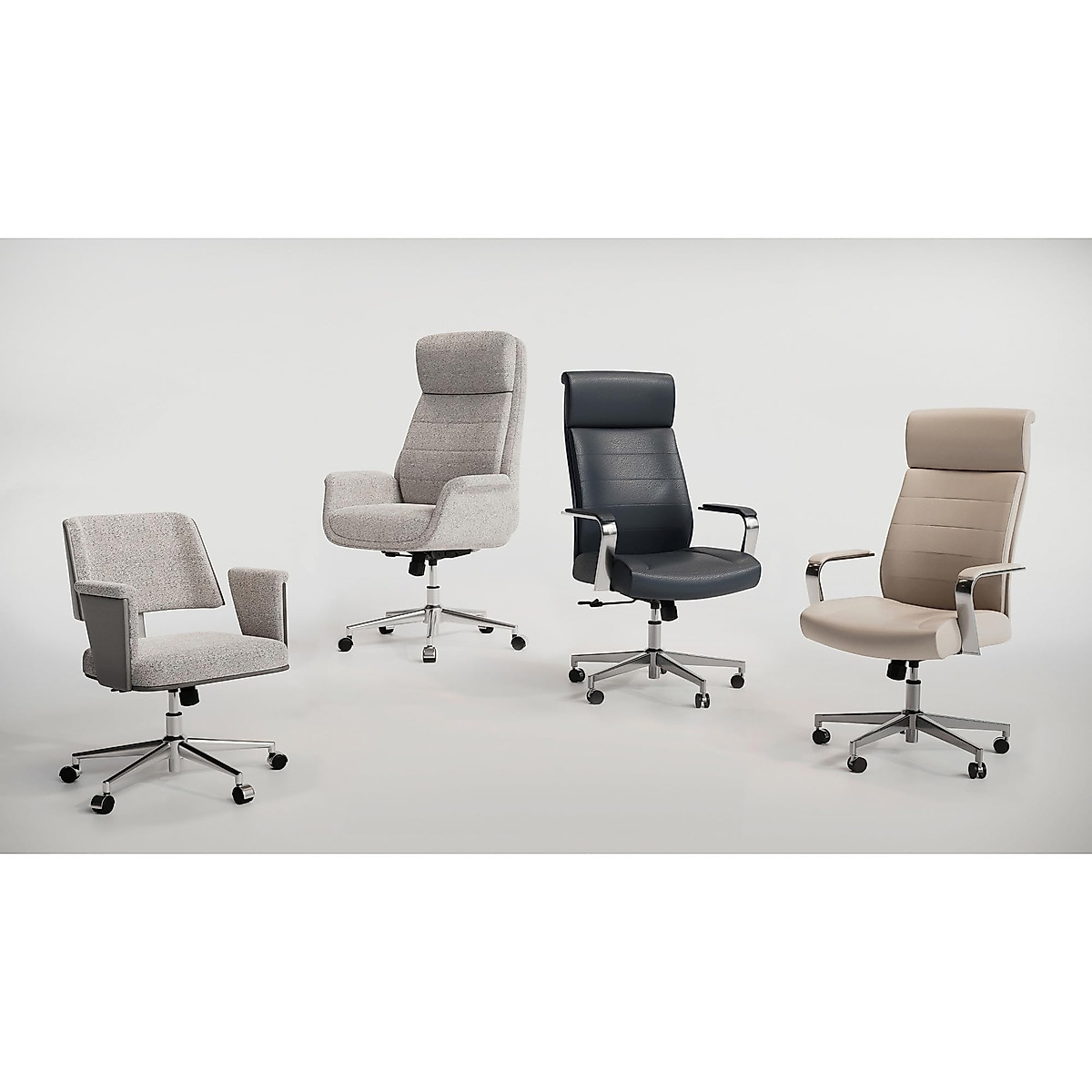 Realspace® Modern Comfort Pizana Bouclé Fabric High-Back Executive Office Chair, Light Sand/Brushed Nickel, BIFMA Compliant