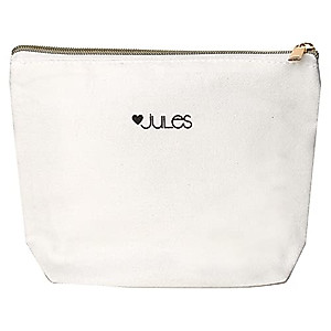 Jules Natural Canvas Cosmetic Bag With Zipper Closure I Believe In Pink Audrey Hepburn Quote