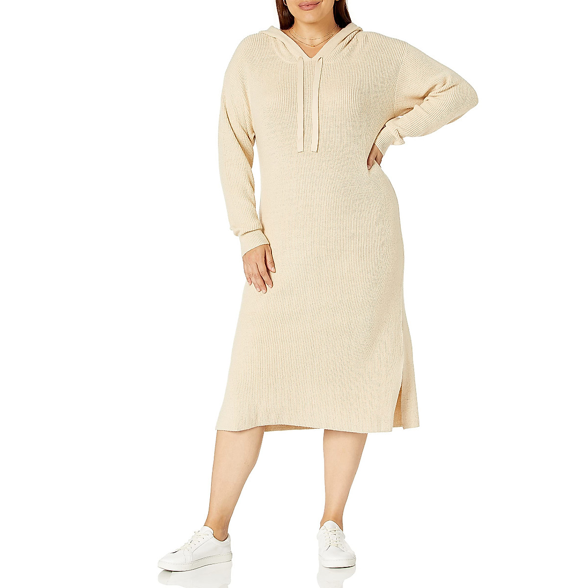 The Drop Women's Claudia Cuddle Hoodie Midi Dress, Crème Brulee, M