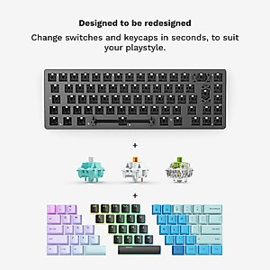 Glorious Gaming GMMK 2 - TKL Mechanical Keyboard - Custom 65% Keyboard - Compact -Hotswap w/Cherry Mx Style Switches - Incl. Double Shot Keycaps & Linear Switches - PC Gaming Setup Accessories