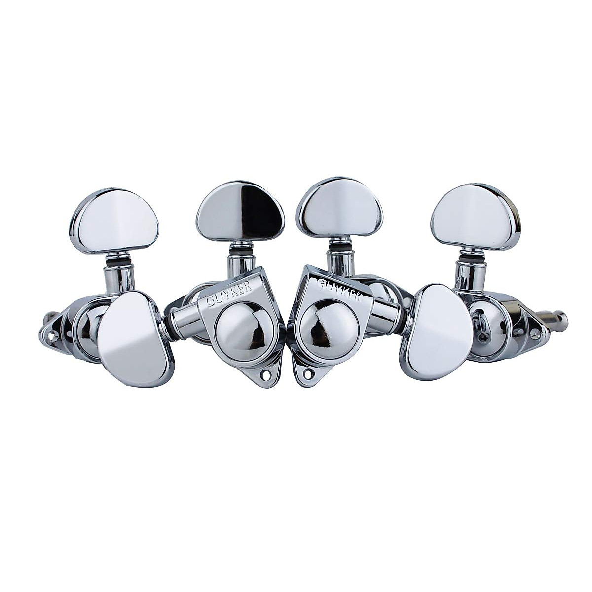 Guyker Guitar Machine Heads (3L + 3R Handed) – 1:21 Sealed Tuners Tuning Key Pegs with Big handle Replacement for Electric, Folk or Acoustic Guitars – Chrome, GK102C