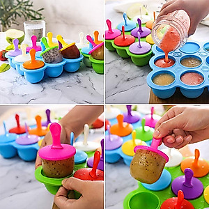 KeepingcooX Silicone Egg Bites Molds with Lid for Instant Pot Accessories with Non-Stick Popsicle Ice Pop Maker including 9 Reusable Plastic Sticks, fit for 6/8 Quart Pressure Cooker