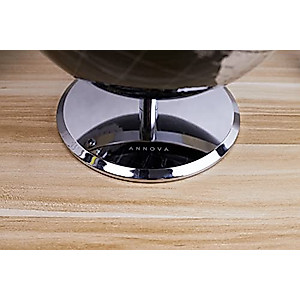 ANNOVA Metallic World Globe Black – Educational/Geographic/Modern Desktop Decoration - Stainless Steel Arc and Base/Earth World - Metallic Black - for School, Home, and Office (10-Inch)