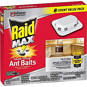 Raid Max Double Control Ant Baits, Household Use Defense System to Control Bugs, Dual Bait Technology, 8 CT (Pack of 3)