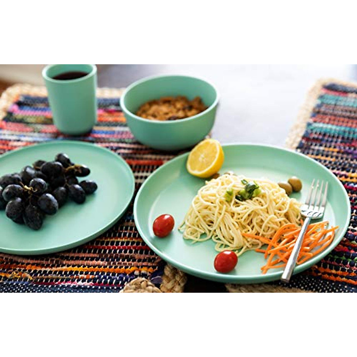 Bamboo Land- Bamboo Fiber Dinnerware Set, Set for 2 Person (8 Pcs), Khaki, Dishwasher Safe Kitchen Plates and Bowls Sets Dish Set, Kitchen Dishes Set, Dishware Sets, Dinner Plate Set, Dinnerware Sets