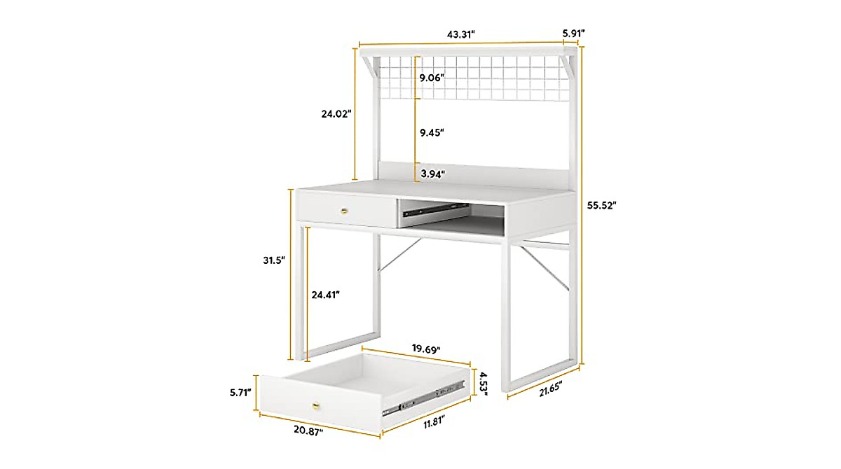 Buy Tribesigns White Computer Desk with Hutch - Spacious & Stable