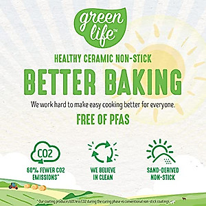 GreenLife Bakeware Healthy Ceramic Nonstick, 13" x 9" Rectangular Cake Baking Pan, PFAS-Free, Turquoise