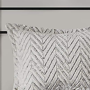 Madison Park Adelyn Ultra Soft Plush Faux Fur Chevron 3 Pieces Bedding Sets Bedroom Comforters, King/Cal King, Ivory