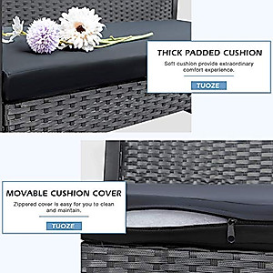 Tuoze 4 Pieces Patio Furniture Set Outdoor Patio Conversation Sets Modern Porch Furniture Lawn Chairs with Glass Coffee Table for Home Garden Backyard Balcony (Black)