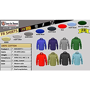 Flame Resistant FR Shirt - 100% C - Light Weight (X-Large, Light Grey)