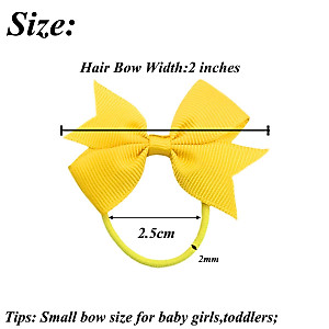Baby Hair Ties with Bows,50pcs 2inch Baby Hair Bows Durable Rubber Bands Ponytail Holders Toddler Essential Hair Accessories for Infants Baby Girls in Pairs