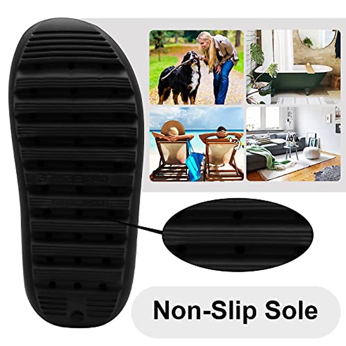 Leisurely Pace Cloud Slides for Women Men Squishy Pillow Sandals Lightweight Shower Shoes Summer Slippers with Comfort Black 7-8 Women/5.5-6.5 Men