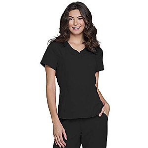 HeartSoul Break On Through Women Scrubs Top V-Neck HS710, S, Black