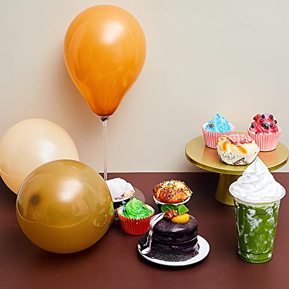 120 Pieces 5 Inch Retro Latex Balloons Retro Party Balloons for Baby Shower Birthday Wedding Engagement Graduation Party Art Performance Reveal Decoration (Caramel, Coffee, Apricot)