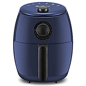 Elite Gourmet EAF-0201BG# Personal 2.1 Qt. Compact Space Saving Electric Hot Air Fryer Oil-Less Healthy Cooker, Timer & Temperature Controls, PFOA/PTFE Free, 1000W, Quart, Blue Gray