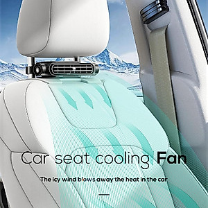 Car Fan for Driver and Passenger's Seat - Mini Portable USB Backseat Cooling Fan Kids Baby Quiet headrest Neck Fan Accessories with 3 Adjustable Wind Speeds for All Cars Vehicle Jeep Van RV Truck