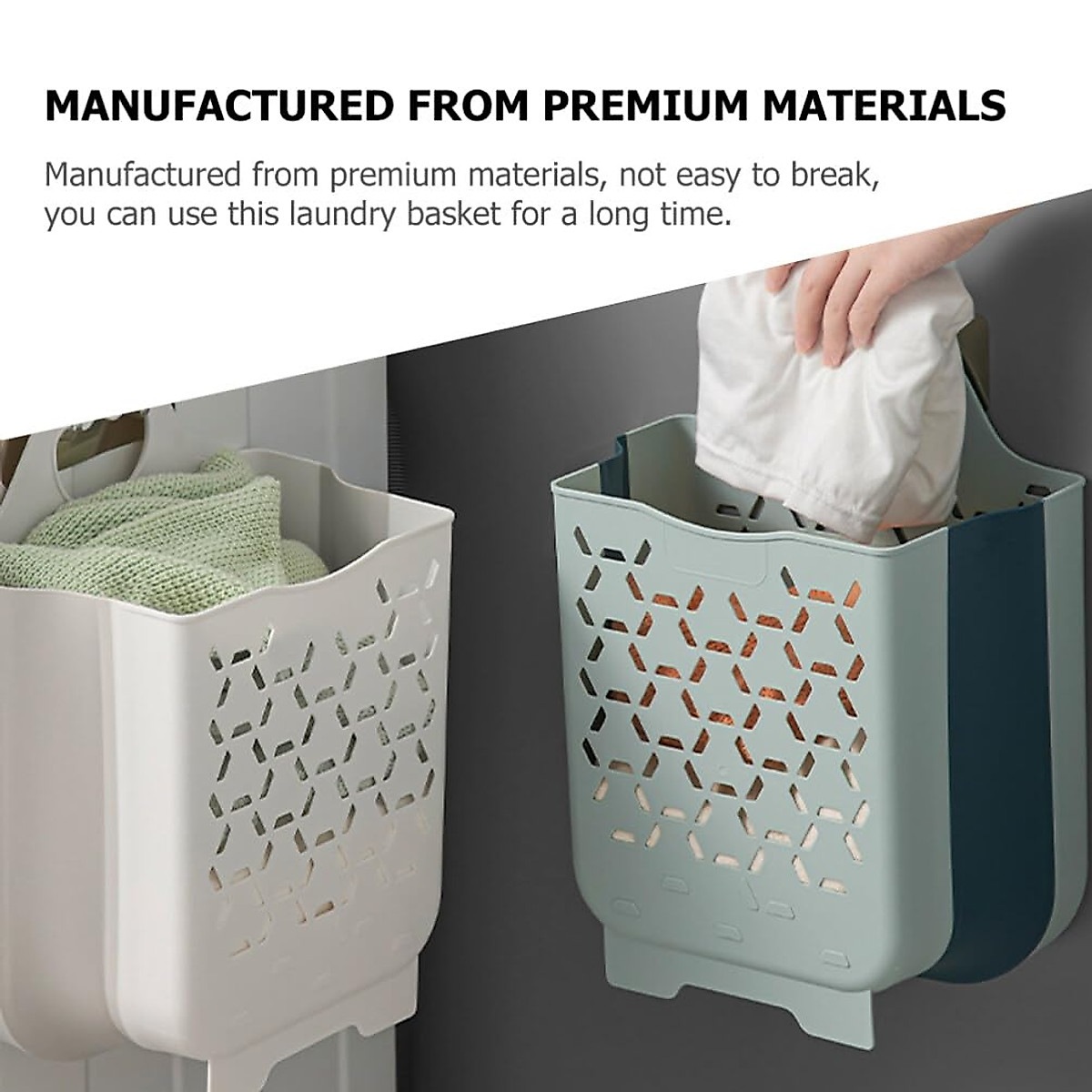 Healvian Collapsible Laundry Basket Wall Mounted Laundry Hamper Plastic Wall Hanging Laundry Basket Dirty Clothes Basket Foldable Storage Basket for Bedroom,Bathroom,Wardrobe, Dormitory
