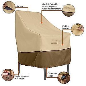 Classic Accessories Veranda Water-Resistant 25.5 Inch High Back Patio Chair Cover, Pebble, Outdoor Chair Covers, 78932