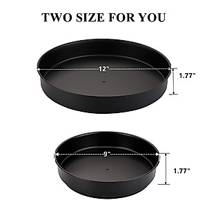 Yopay 2 Pack Stainless Steel Lazy Susan, 9 Inch/ 12 Inch Black Pantry Turntable Organizer, Round Rotating Countertop Spice Bins for Cabinets, Shelf, Bathroom, Kitchen, Refrigerator