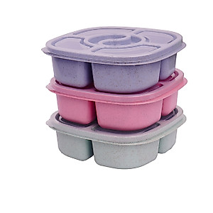 TurtingAs Snack Containers, 4 Pack Reusable Bento Snack Box, 4 Compartments Meal Prep Lunch Containers for Kids Adults, Divided Food Storage Containers for School Work Travel
